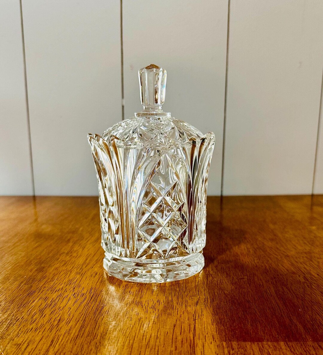 Diamond Cut Candy Jar With Lid, Crystal Clear, Meridian - Etsy