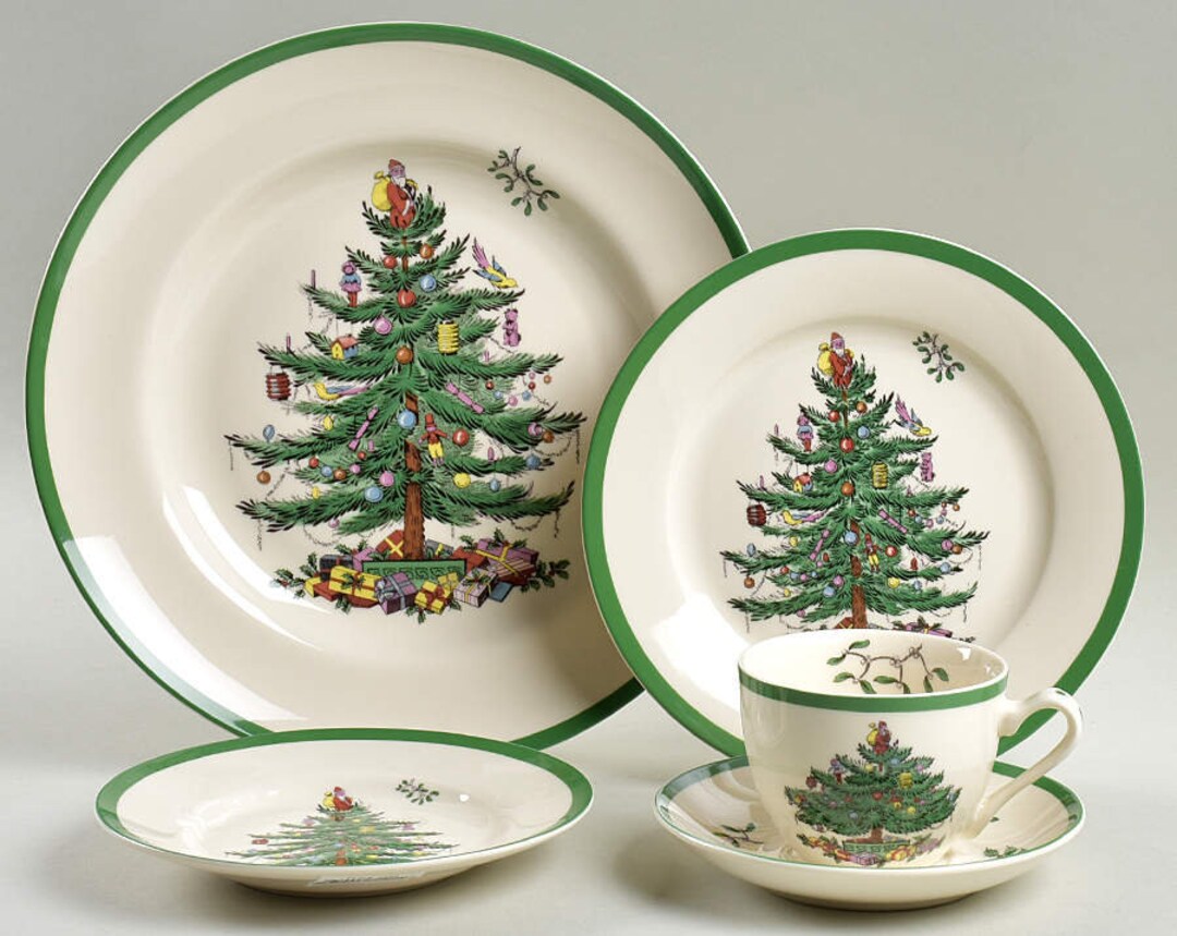 Spode, Christmas Tree, England Backstamp, 5pc Place Setting, Mugs OR ...