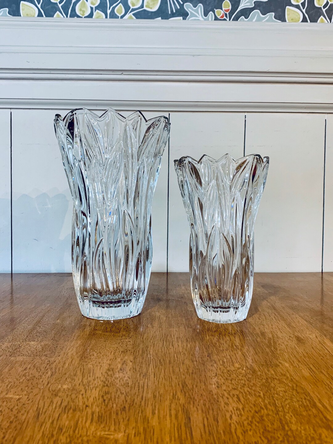 Lead Crystal Flower Vases, Dual by Block Crystal, Vintage Home Decor - Etsy