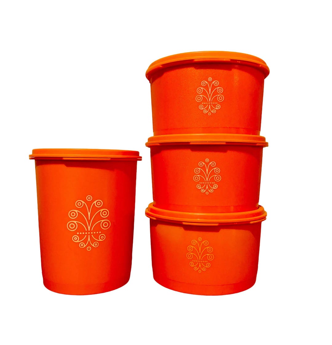 Tupperware Canister Set, Orange Daffodil, Small Canister, Midi Canister ...