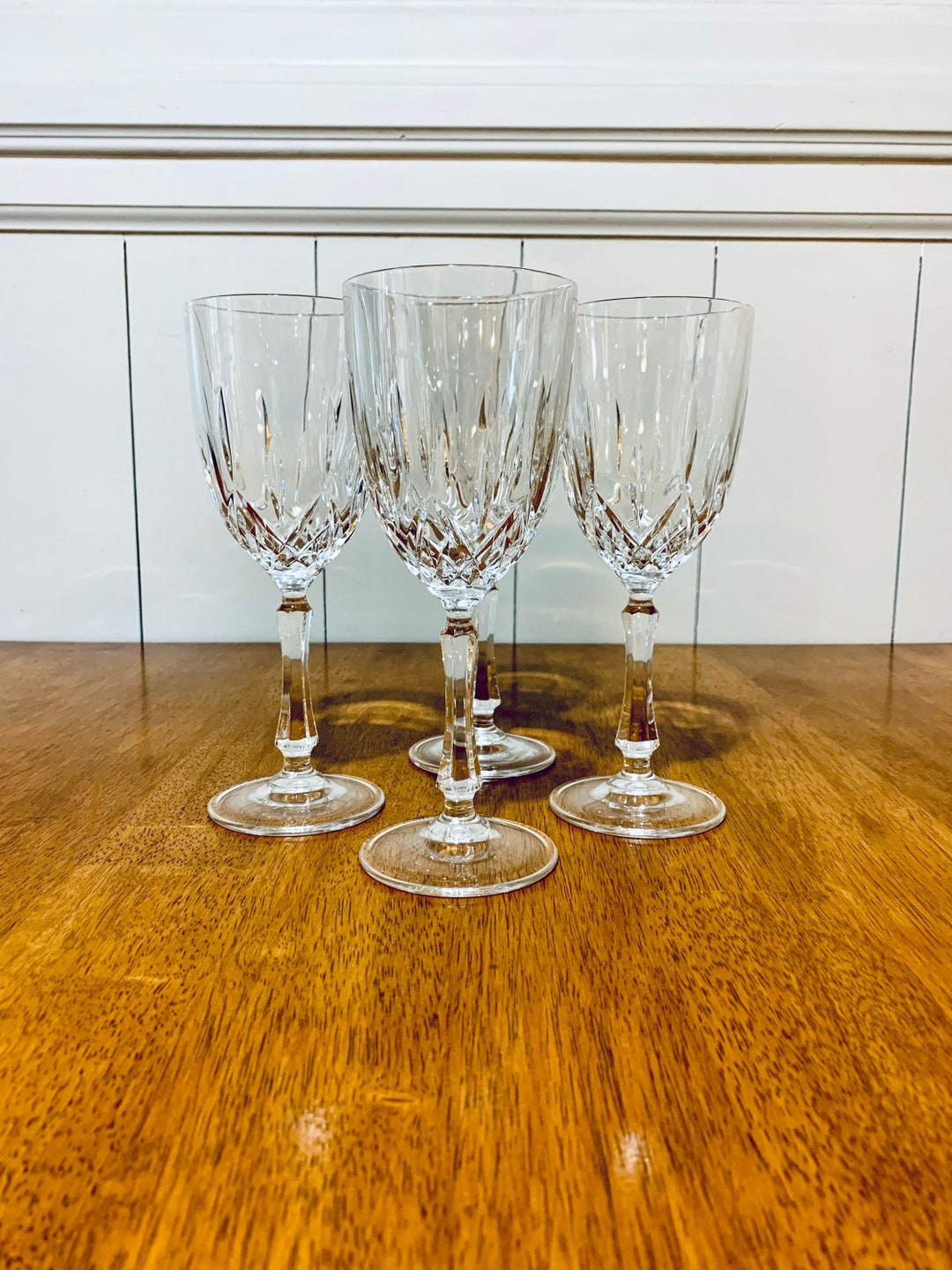 6 Crystal Wine Glasses, Antonie by Oneida, Vintage Stemware, Barware - Etsy