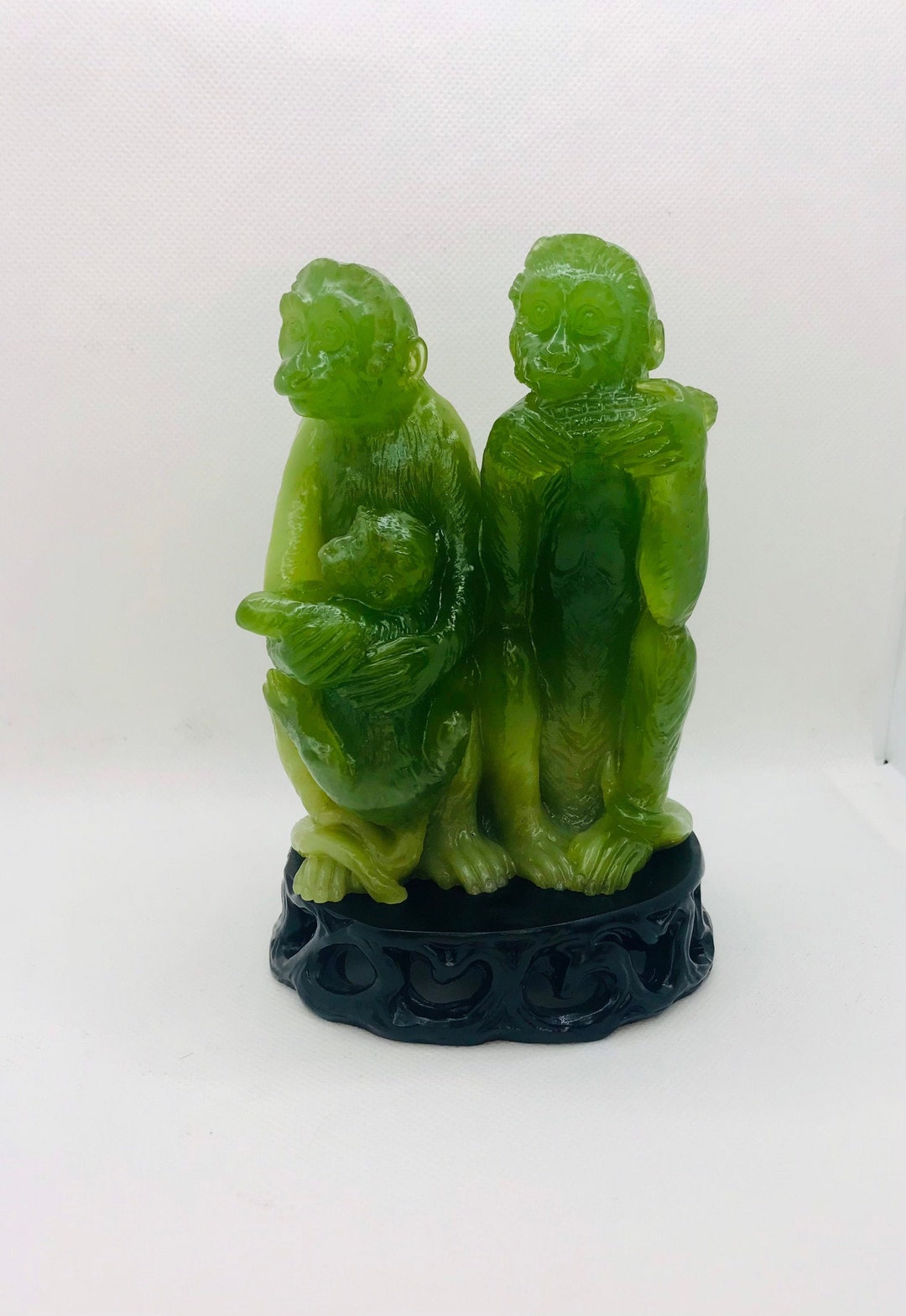 G. Ruggeri Green Faux Jade Monkey Statue, Wony Ltd, Italy, Asian Accent ...
