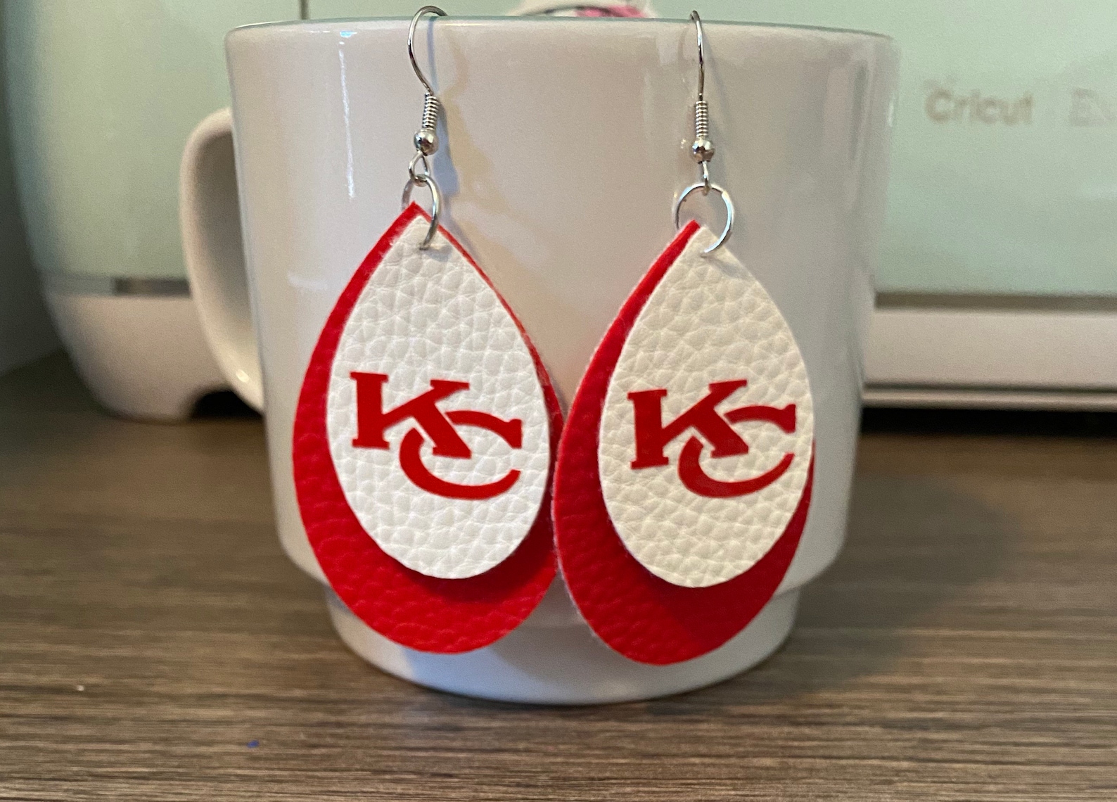 KC Earrings | KC Football Earrings | Team Earrings - Etsy