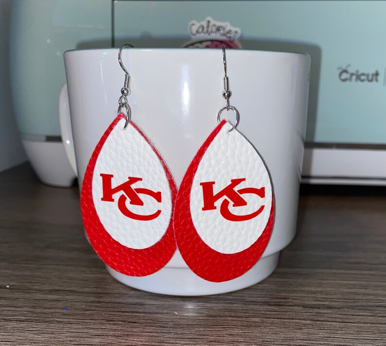 KC Earrings | KC Football Earrings | Team Earrings - Etsy