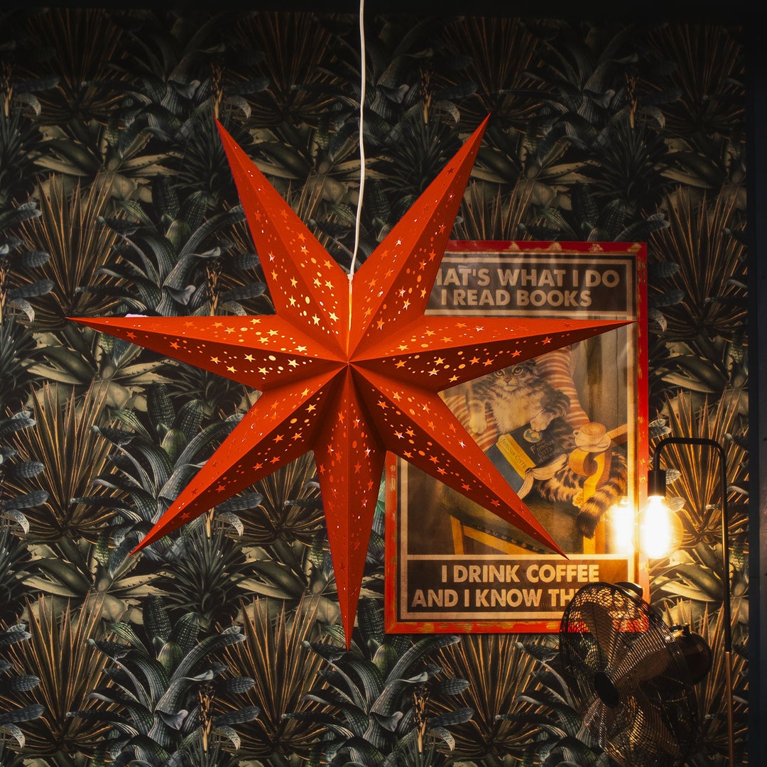 Paper Lantern | Red Lampshade | Paper Starlight | Hanging Lantern ...