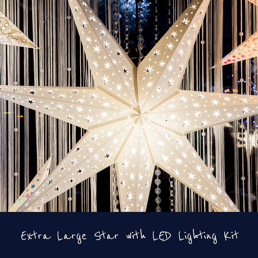 Jumbo White Star Lantern With USB LED Lighting Kit | Extra Large White ...