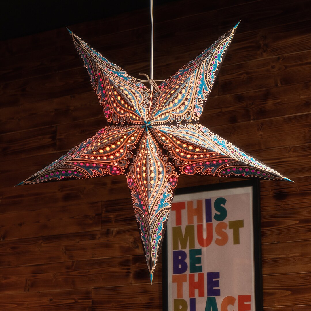 Star Lantern | Star Lampshade | Boho Lampshade | Star Light | Hanging ...