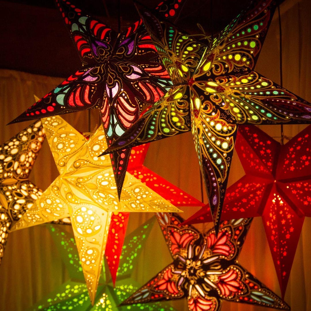 Party Pack of 5, 10, 20 Star Paper Lanterns for Christmas, Party ...