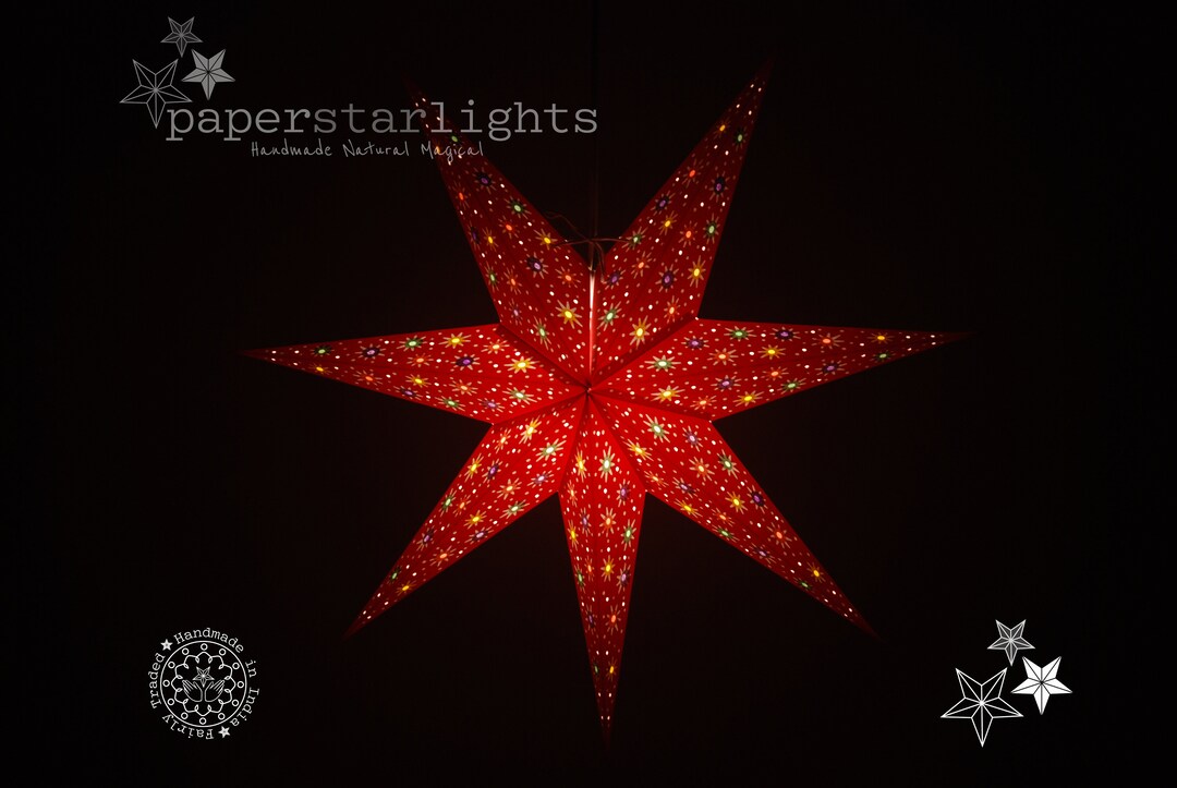 Red Christmas Star Lantern | Paper Star Light | Red Lampshade ...