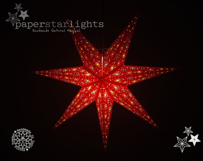 Flocking Paper Star Lantern Blue Gold Green and Gray , Paper Star Lamp ...