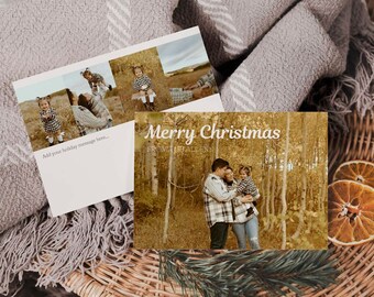 Canva Christmas Card With Photo Template Printable Xmas Card Photo ...