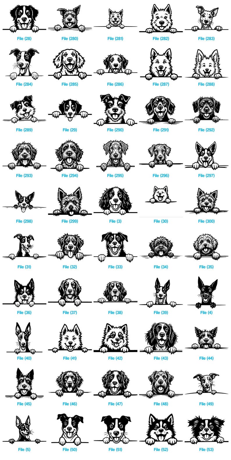 Peeking Dogs Complete Breeds Svg & Png Bundle for Cricut and Laser ...
