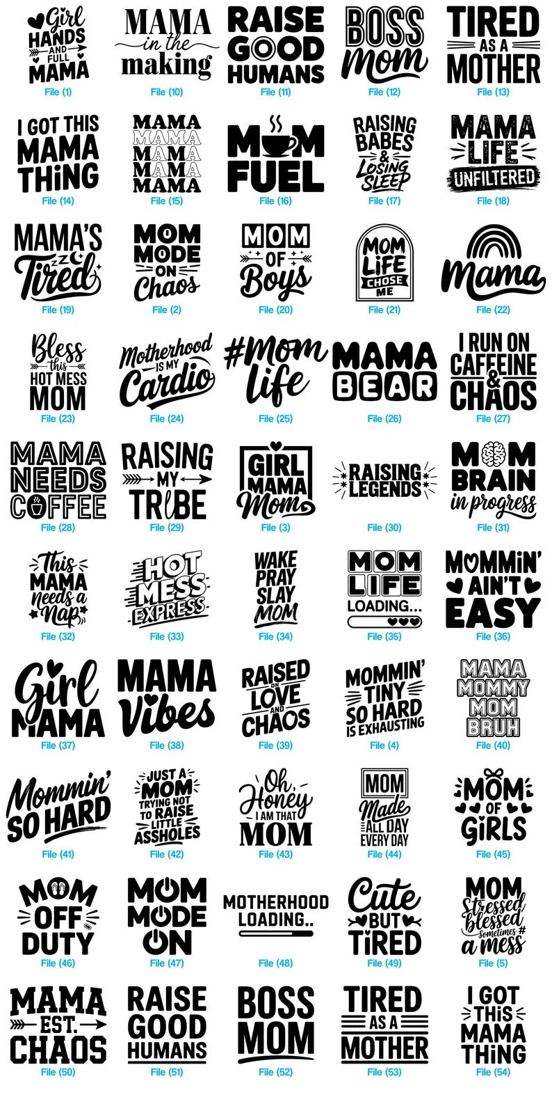 Mom Life Typography Sayings Svg & Png Bundle for Cricut and Laser ...