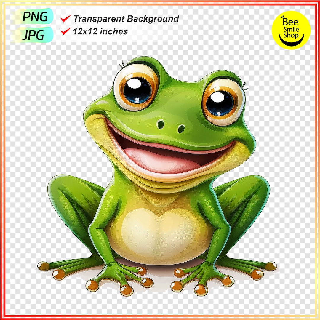 Cute Smiling Frog Png - Etsy
