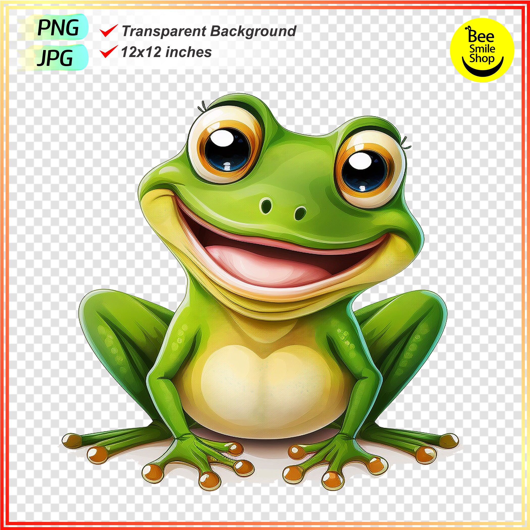Cute Smiling Frog Png - Etsy