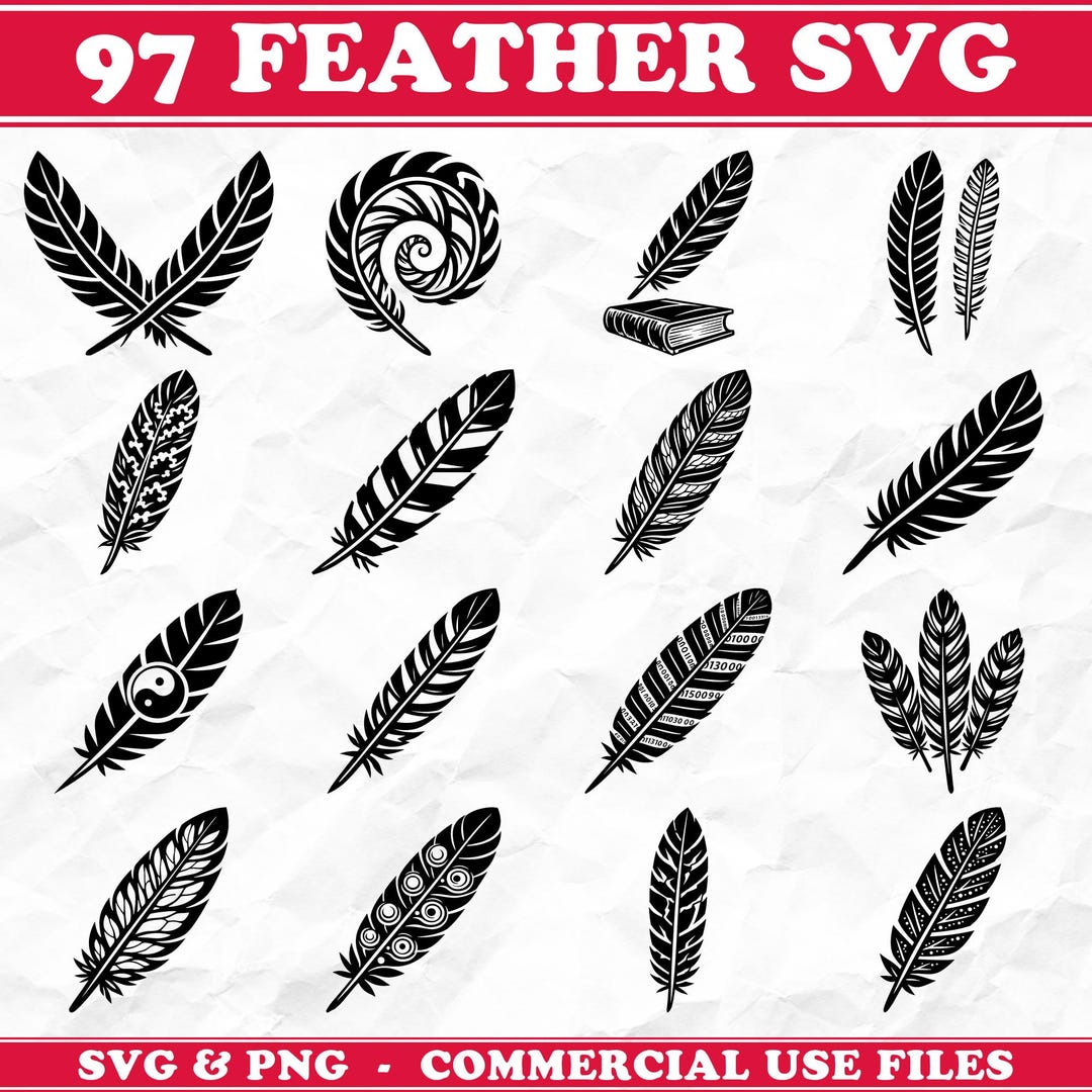 Feather Svg & Png Bundle for Cricut and Laser Engrave Projects, Boho ...