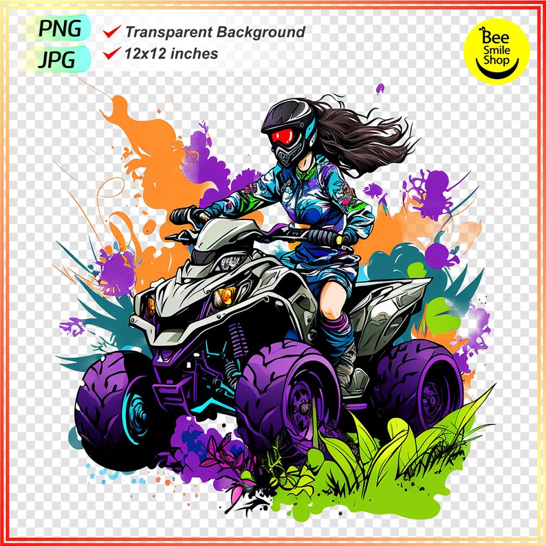 Colorful Atv Girl Png - Etsy