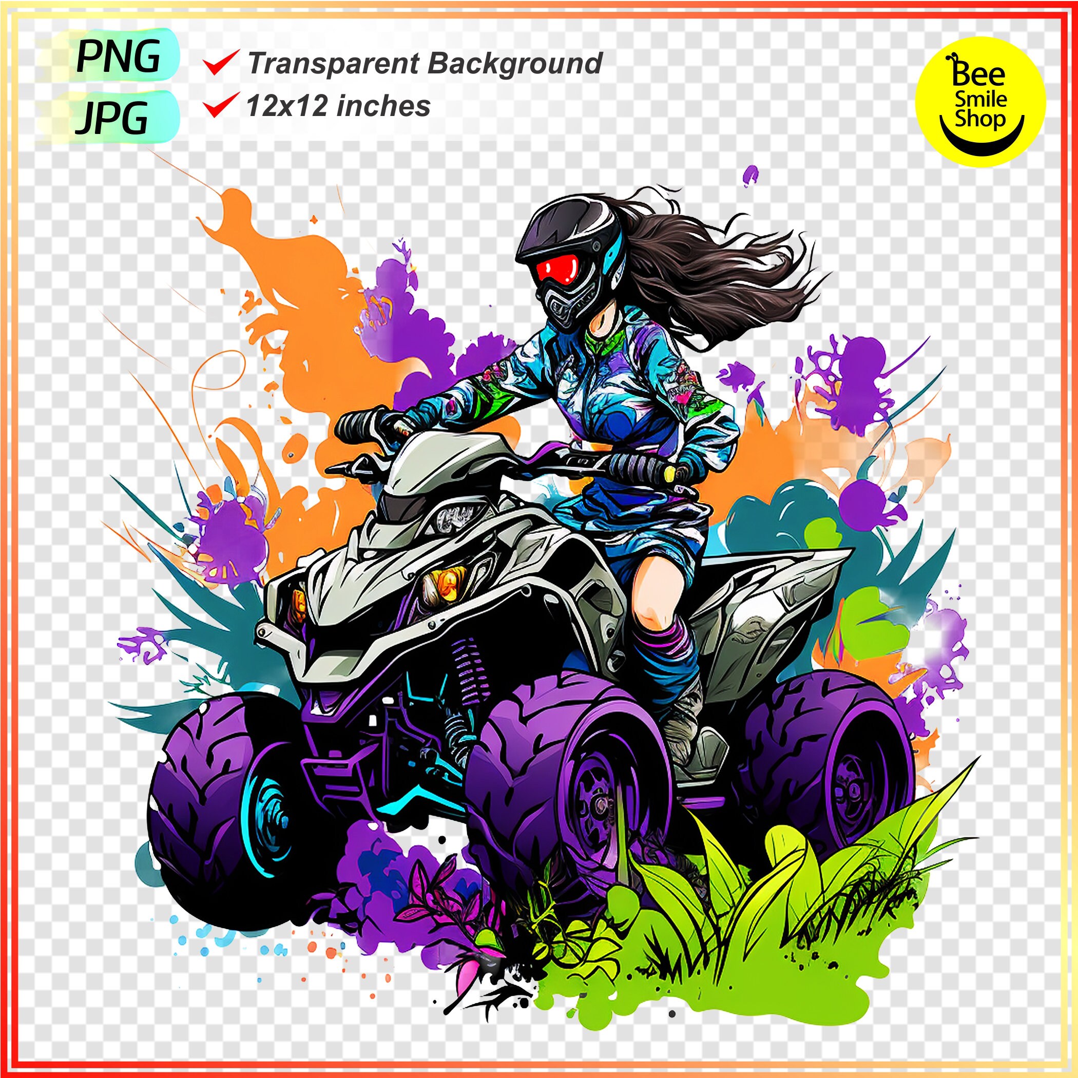 Colorful Atv Girl Png - Etsy