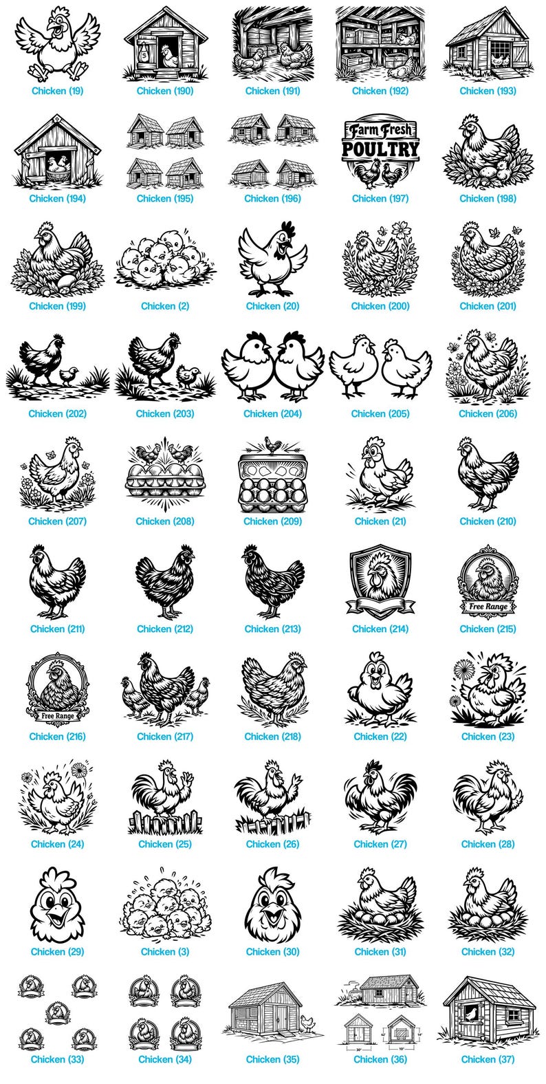 Chicken Svg Png Bundle for Cricut and Laser Engrave Farm Animal Crafts ...