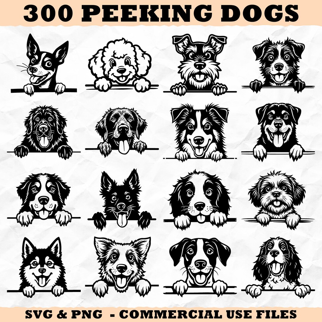 Peeking Dogs Complete Breeds Svg & Png Bundle for Cricut and Laser ...