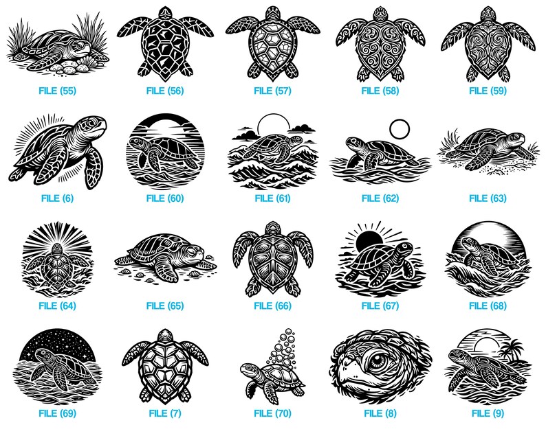 Sea Turtle Svg & Png Bundle for Cricut and Laser Engrave Deep Ocean ...