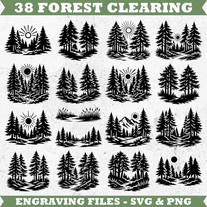 Forest Clearing Sunlight Scene Svg & Png Bundle for Cricut and Laser ...