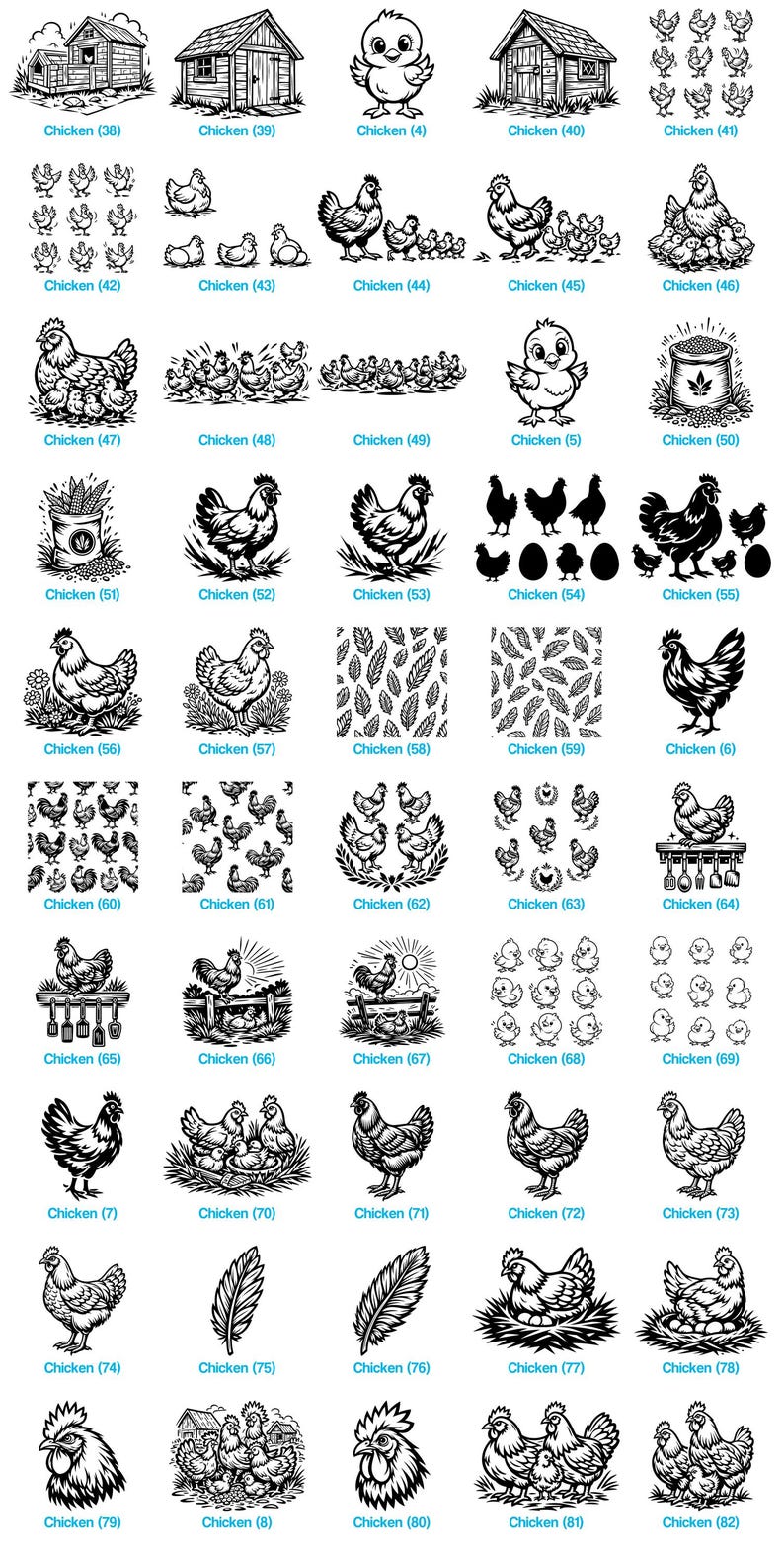 Chicken Svg Png Bundle for Cricut and Laser Engrave Farm Animal Crafts ...