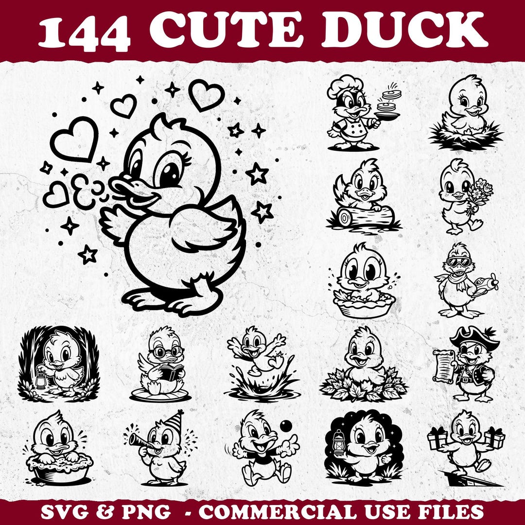 Cute Duck Mascotstyle Svg & Png Bundle for Cricut and Laser Engrave ...