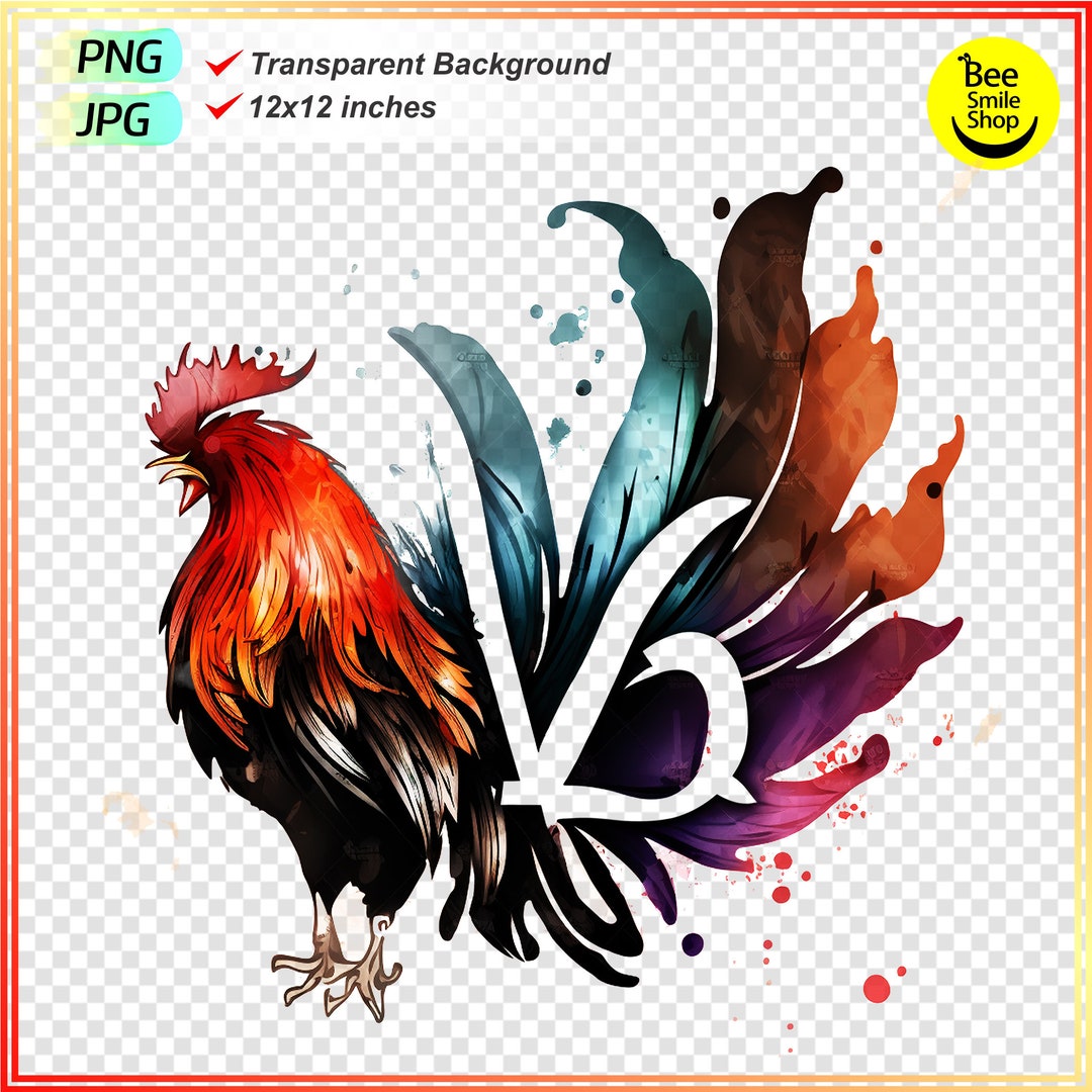 Rooster Watercolor Design PNG File Format - Etsy