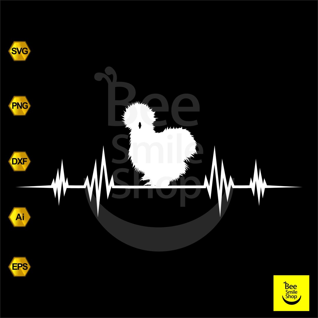 Beautiful Silky Chicken Heartbeat SVG - Chicken Svg, Chicken Pet ...