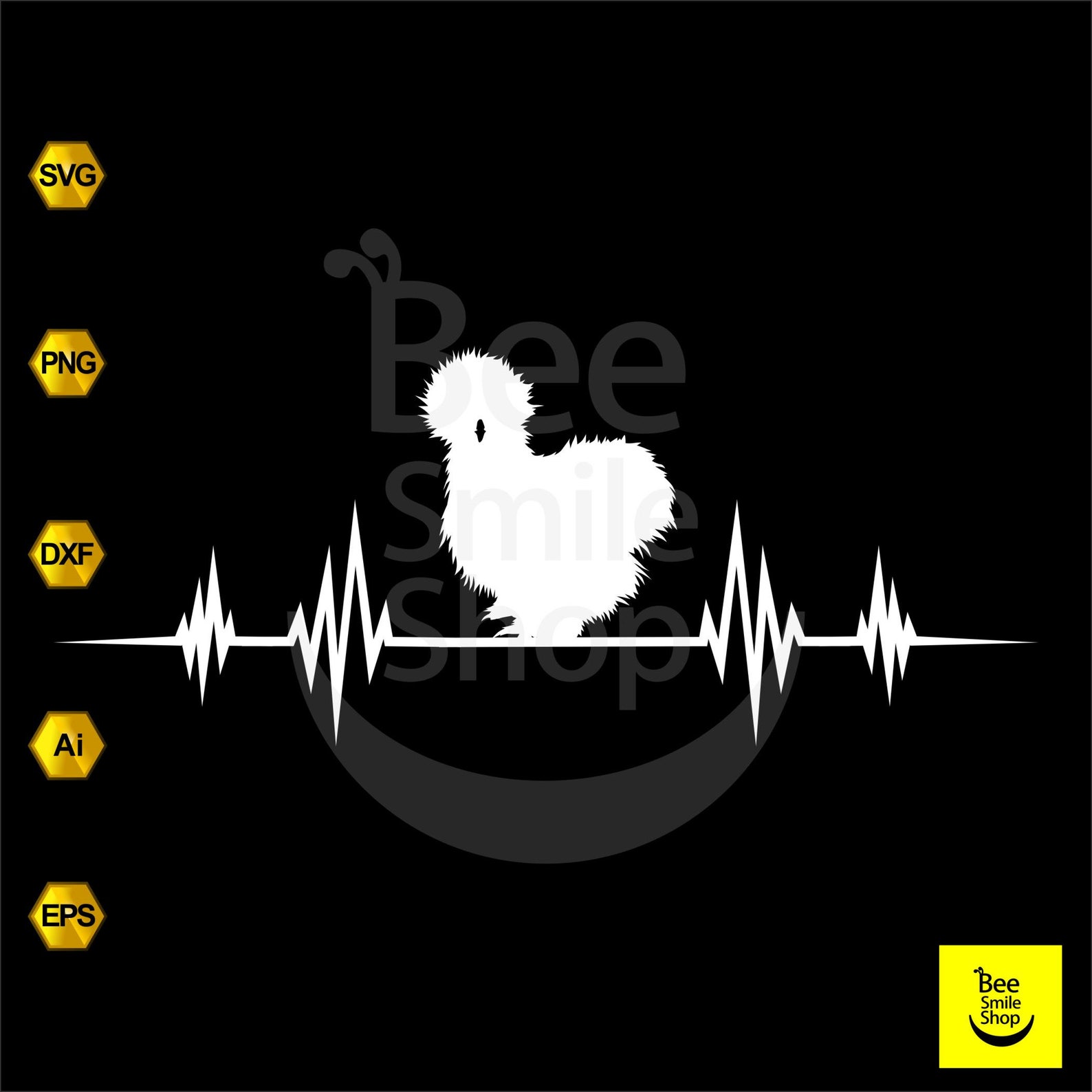Beautiful Silky Chicken Heartbeat SVG - Chicken Svg, Chicken Pet ...