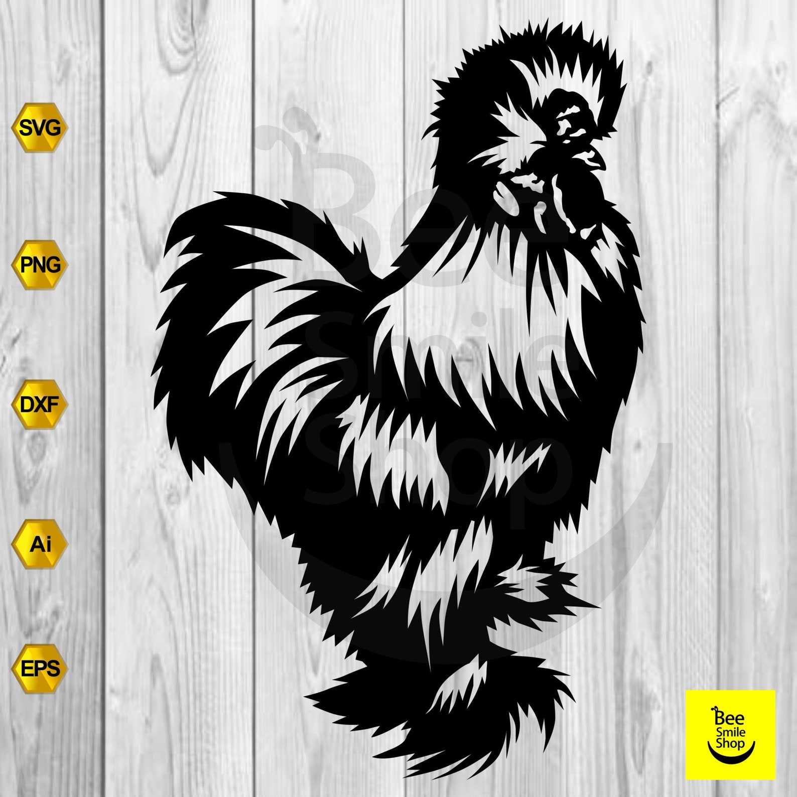 Cute Beautiful Silky Rooster SVG - Chicken Svg, Chicken Pet, Chicken ...