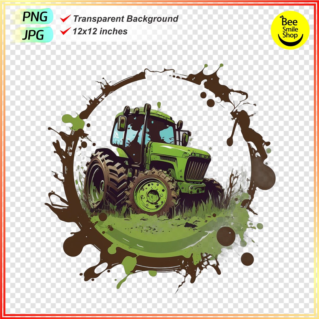 Farm Tractor Green Color Png Splat Mud - Etsy
