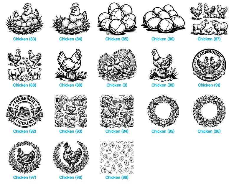 Chicken Svg Png Bundle for Cricut and Laser Engrave Farm Animal Crafts ...