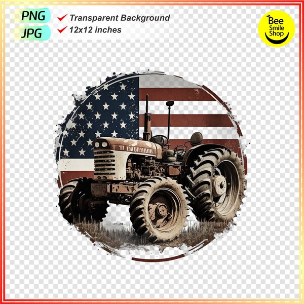 Tractor American Flag Png - Etsy