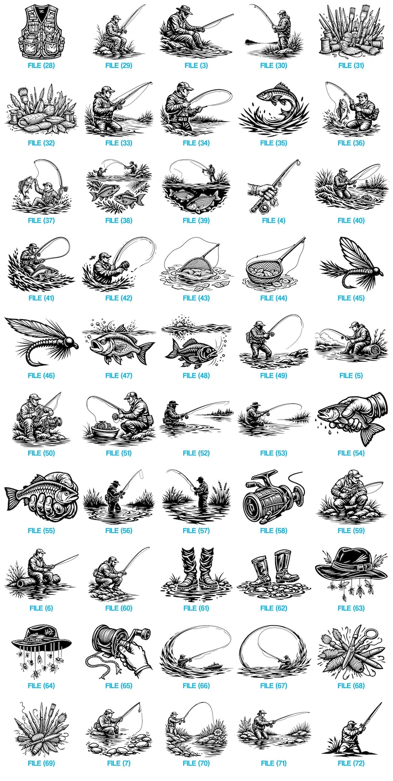 Hand-drawn Fly Fishing Svg & Png Bundle for Cricut and Laser Engrave ...