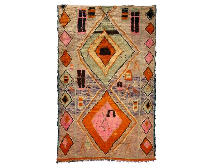 Colorful Vintage Moroccan Boujad Area Rug Authentic Moroccan Rug Boujad ...