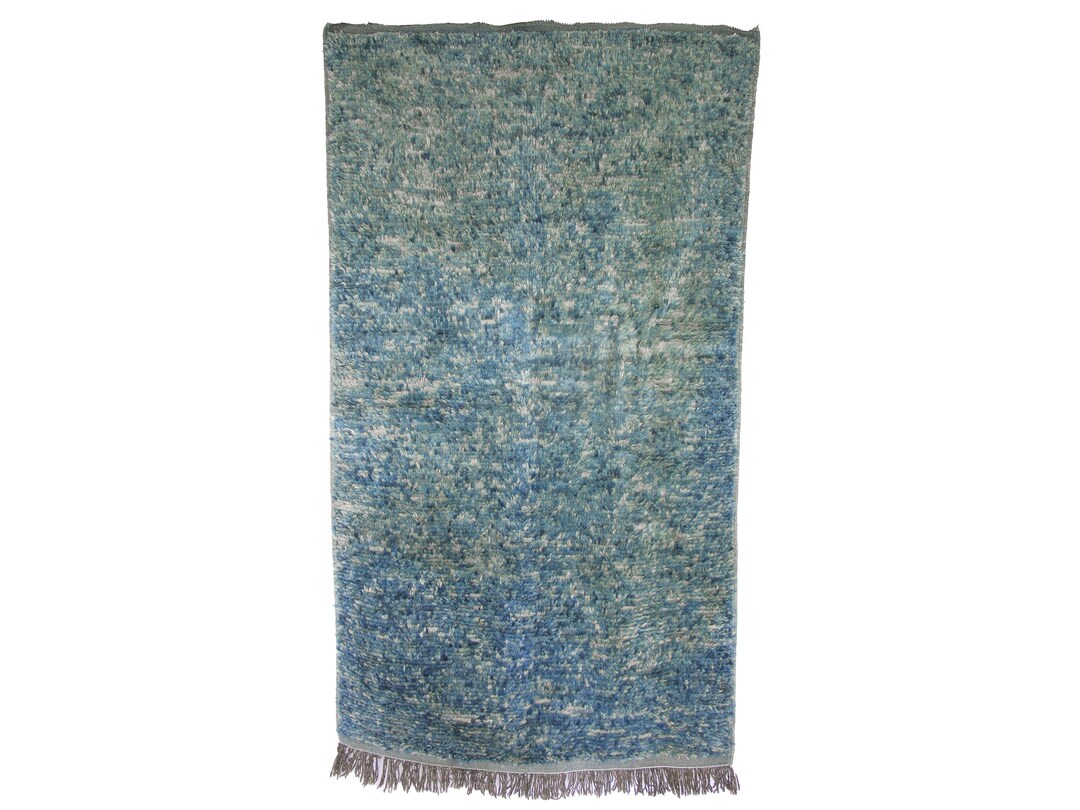 Vintage Blue Berber Rug: Hand-knotted Moroccan Wool Taznakht Rug (6'9 ...