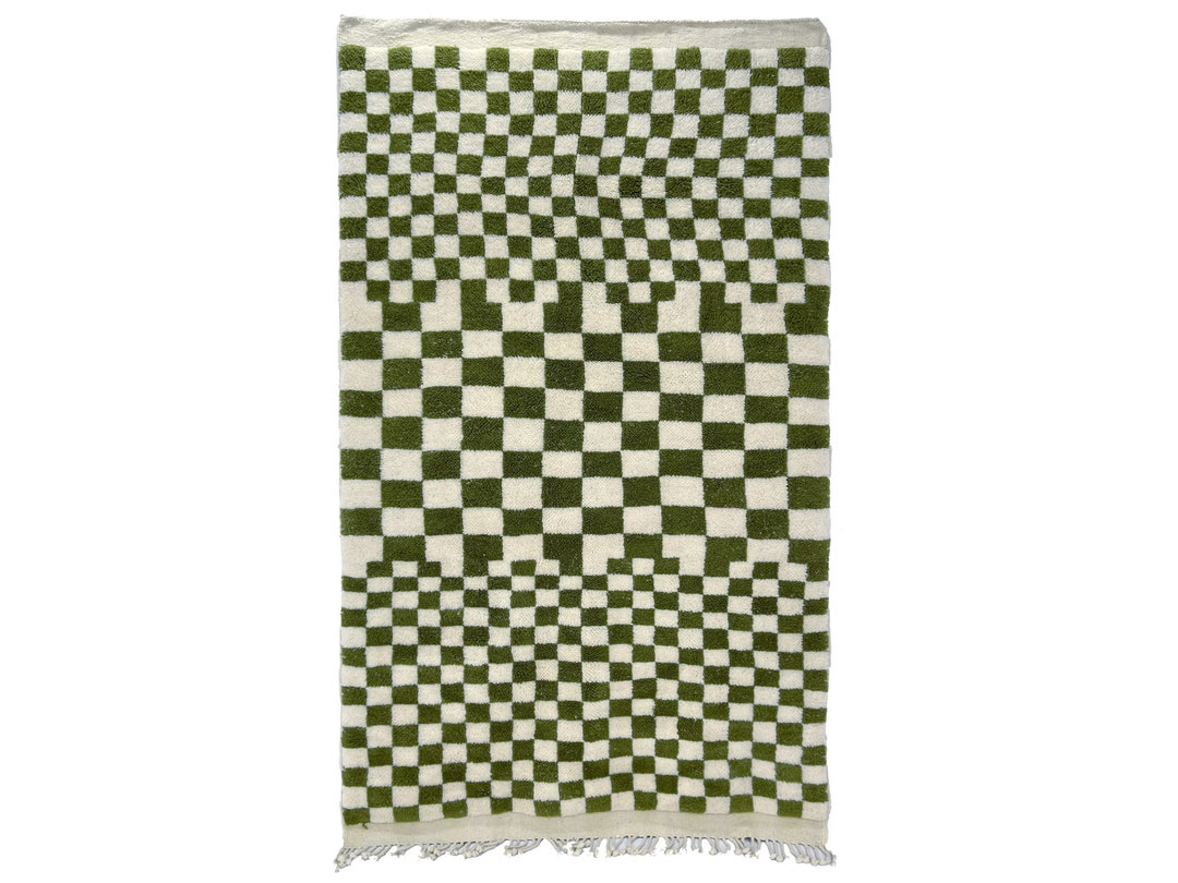Green Moroccan Berber Checkered Rug Checkered Berber Rug - Etsy