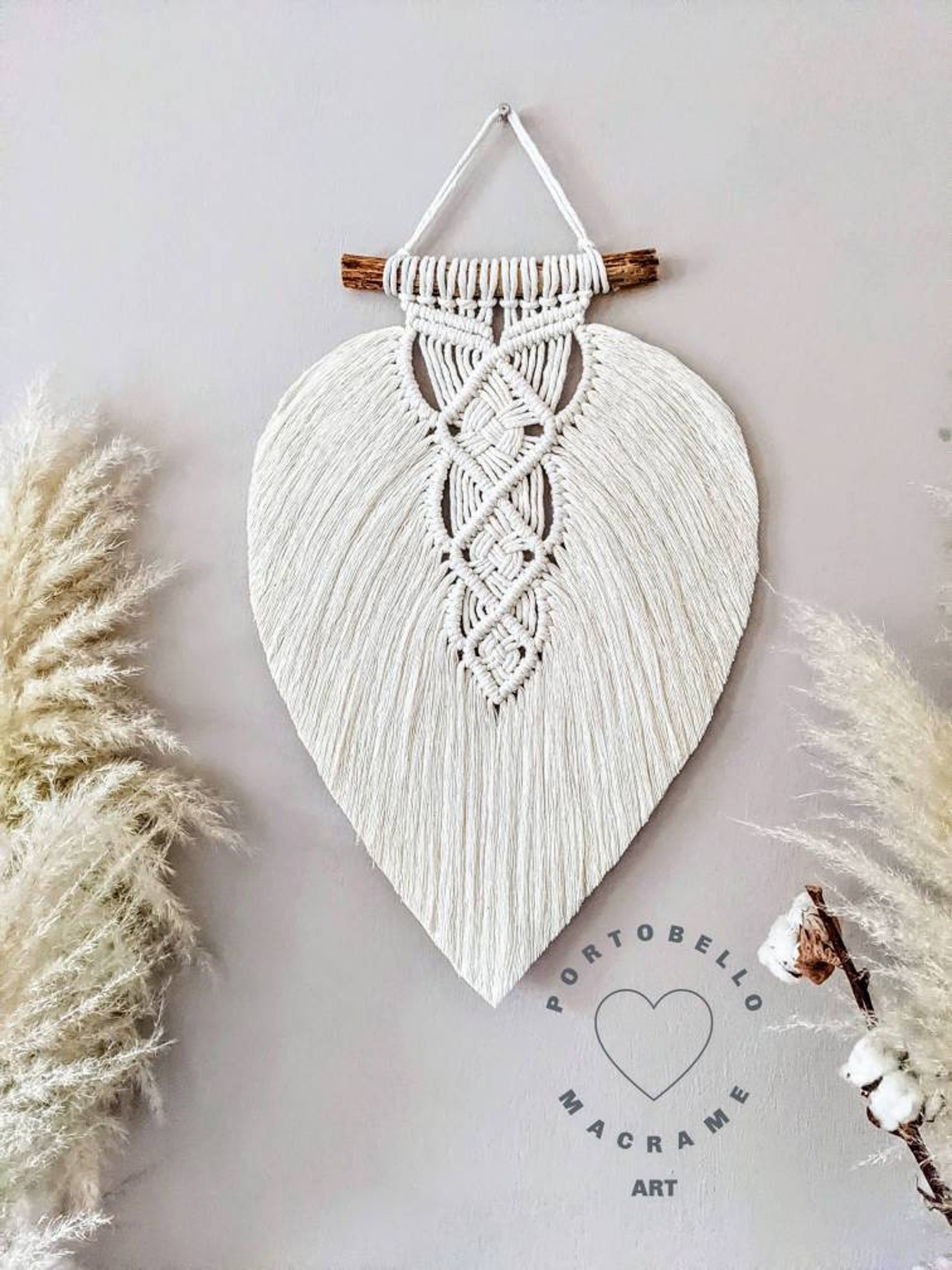 Large Macrame Leaf Wall Hanging, Macrame Feather, Boho Leaf, Earth Tone ...