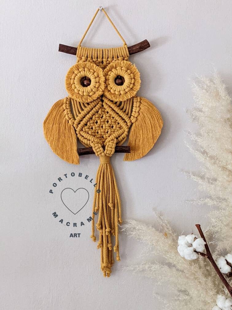 Macrame Owl Wall Hangingmodern Macrameliving Room - Etsy