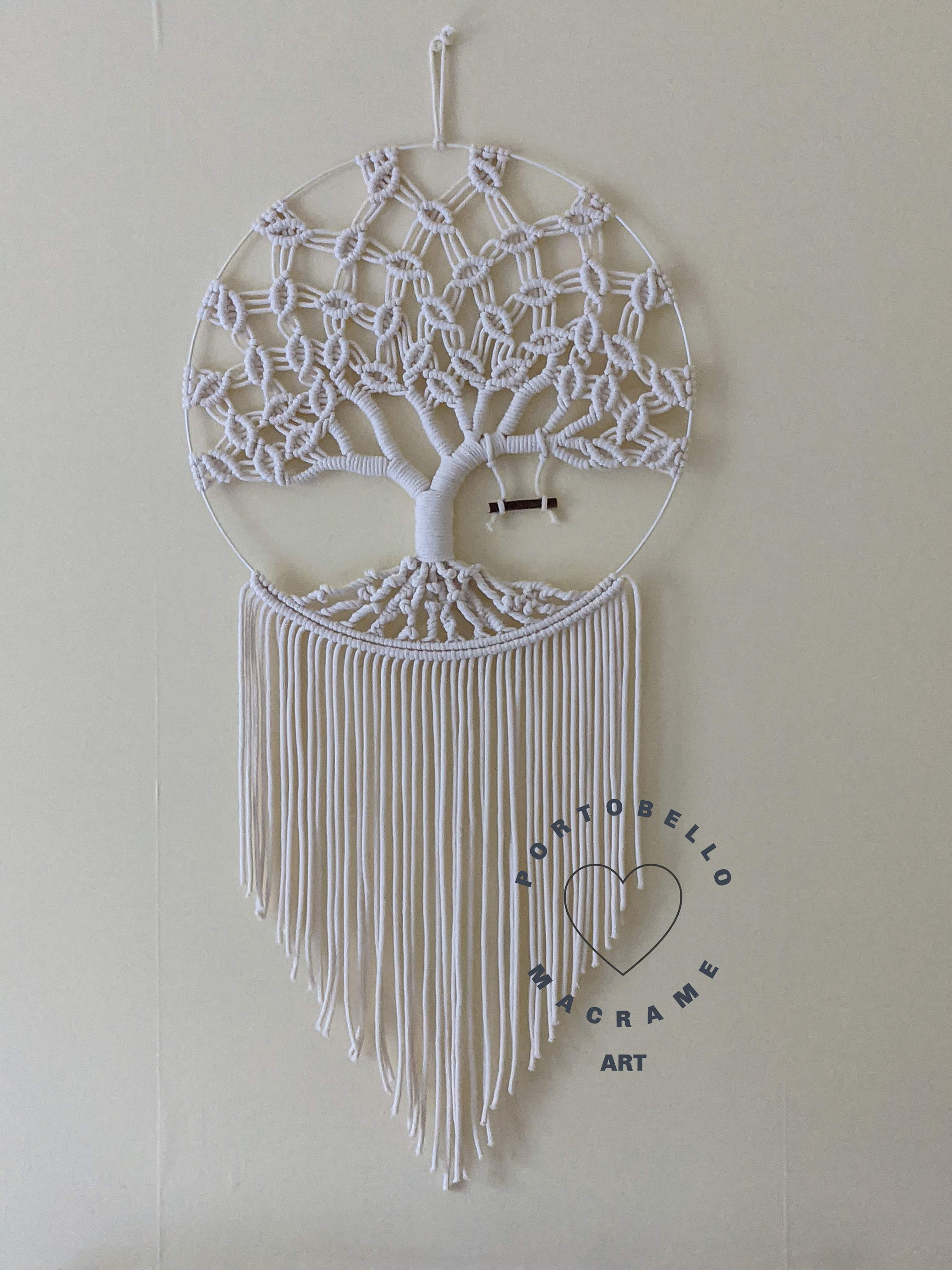 Großer Makramee-Baum des Lebens, handgemachte Wohnkultur, Familiengeschenk, erdfarbene Wandkunst ...