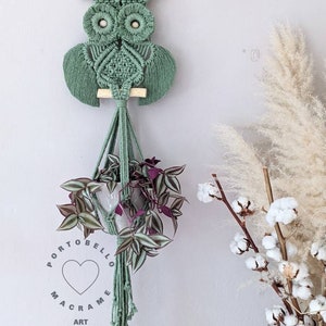 Macrame Owl Plant Hanger, Macrame Plant Hanger and Hanging, Plant Pot ...