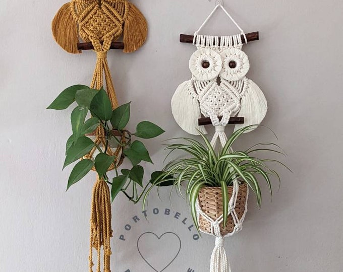 Macrame Owl Plant Hanger, Macrame Plant Hanger and Hanging, Plant Pot ...