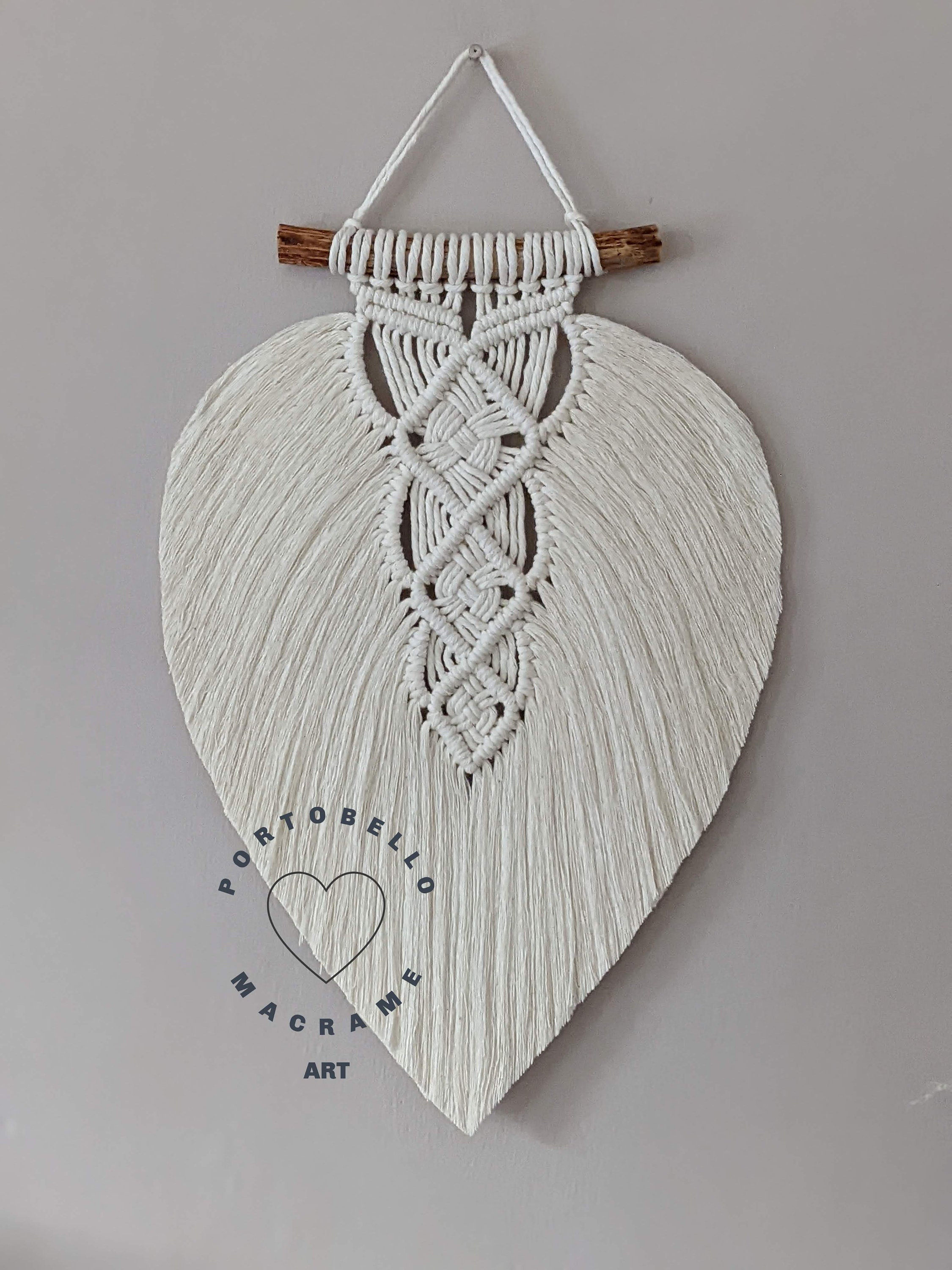 Large Macrame Leaf Wall Hanging, Macrame Feather, Boho Leaf, Earth Tone ...