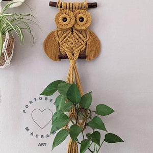 Macrame Owl Plant Hanger, Macrame Plant Hanger and Hanging, Plant Pot ...