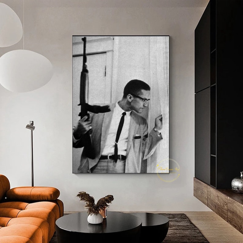 Malcolm X Poster Canvas Wall Art Family Bedroom Decor Frame Option ...
