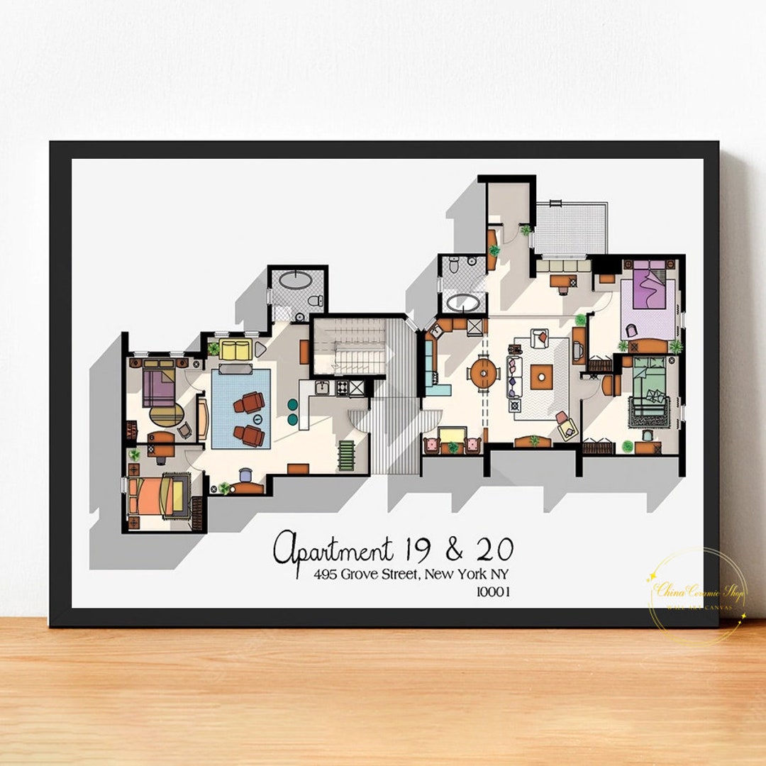 Friends Tv Series Apartment Movie Poster Canvas Wall Art Family Bedroom ...