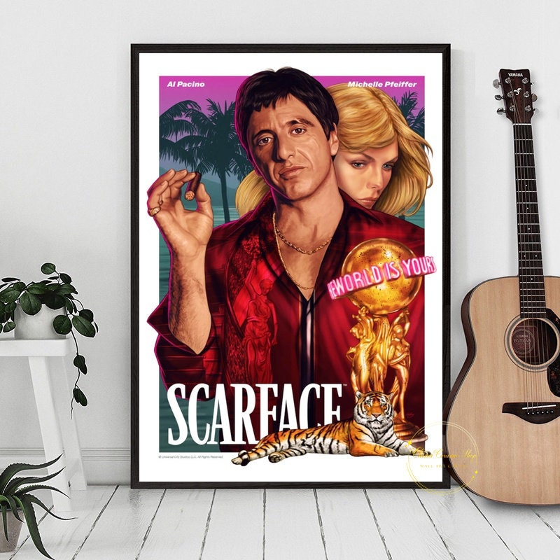 Al Pacino Scarface Movie Poster Canvas Wall Art Family Bedroom Decor ...