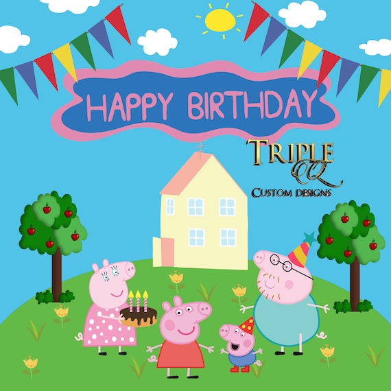 Peppa Pig Birthday Backdrop Custom Peppa Pig Birthday | Etsy